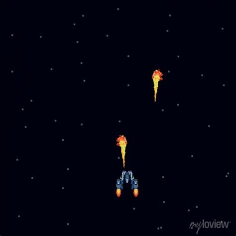 Pixel Art Style Ufo Space War Arcade Game Template Pixel Explosion