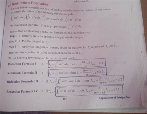 96 Reduction Formulaecertain Definite Integrals Can Be Evaluated By An