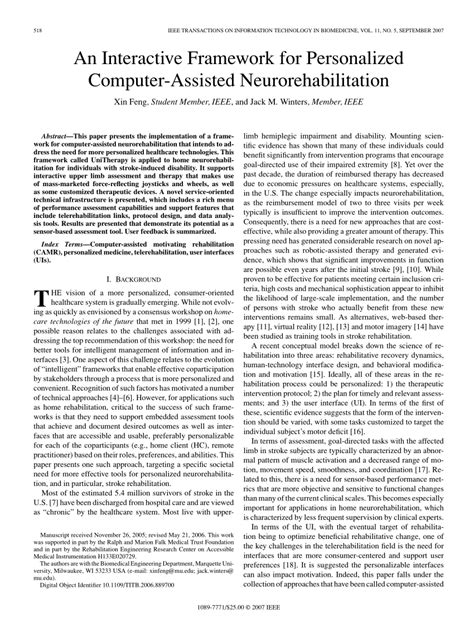 Pdf An Interactive Framework For Personalized Computer Assisted Neurorehabilitation