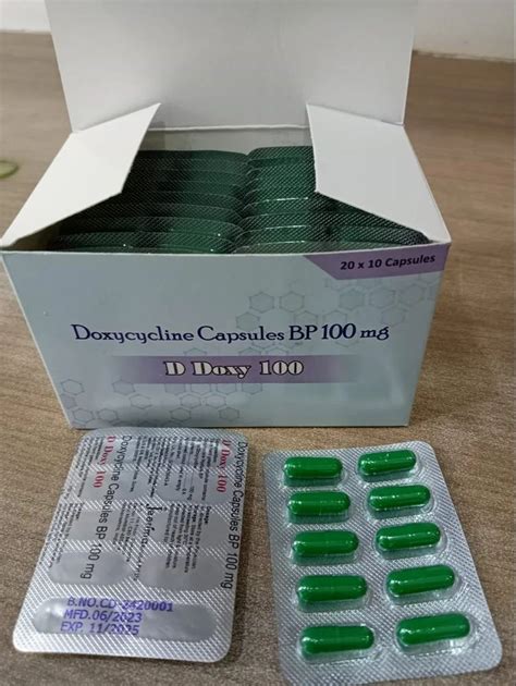 D Doxy Doxycycline 100mg Capsules Packaging Size 1x10 At ₹ 100 Strip