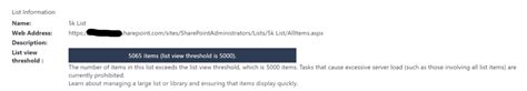 Working With The Sharepoint 5000 Item List View Threshold