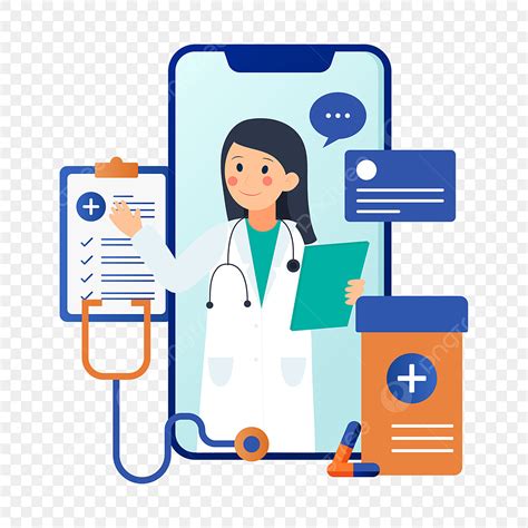 Elemen Pola Ilustrasi Vektor Dokter Konsultasi Kesehatan Online On