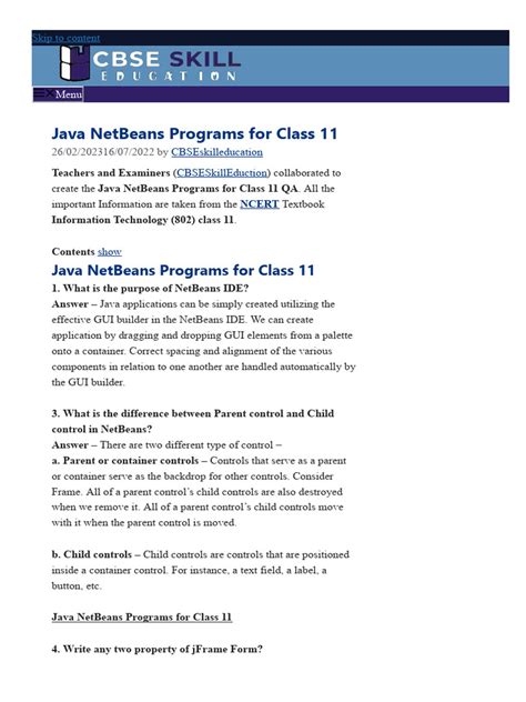cbseskilleducation com java netbeans programs for class 11 pdf data
