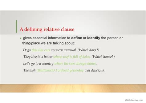 Defining Non Defining Relative Cla English ESL Powerpoints