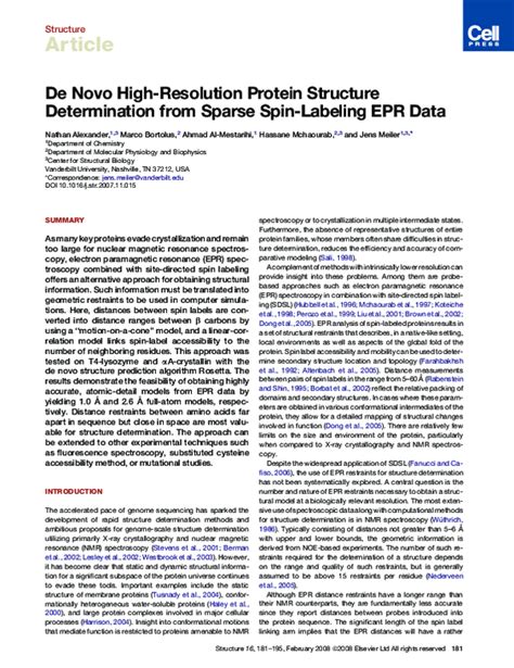 Pdf De Novo High Resolution Protein Structure Determination From