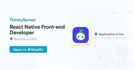 React Native Front End Developer Thirstysprout Simplify Jobs