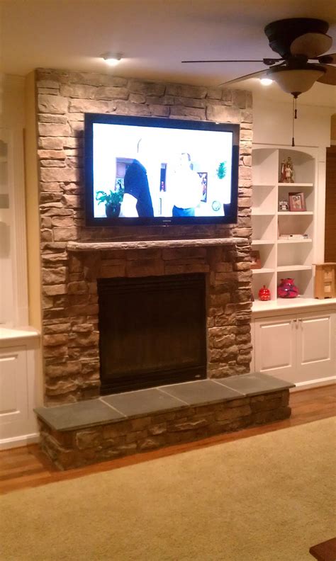 Over Fireplace Tv Installation Stone Decorating My House One Day
