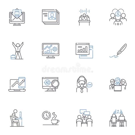 Functioning Organization Line Icons Collection Efficiency Communication Coordination