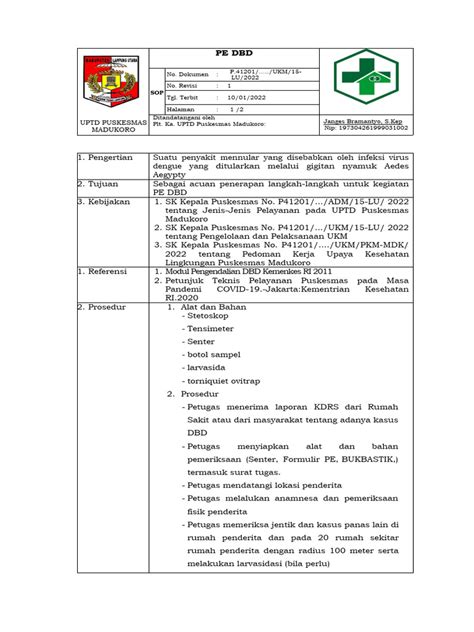 Sop Pe Dbd Pdf