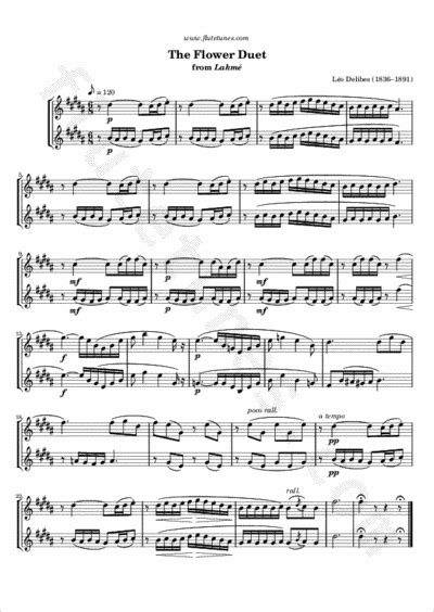 The Flower Duet From Lakmé L Delibes Free Flute Sheet Music