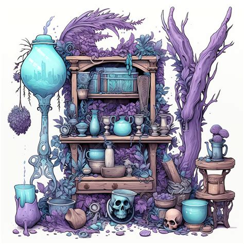 Premium AI Image | beautiful purple Witch's Altar clipart illustration
