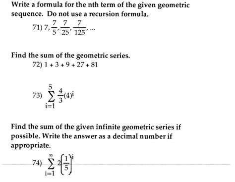 Solved Write A Formula For The Nth Term Of The Given Chegg