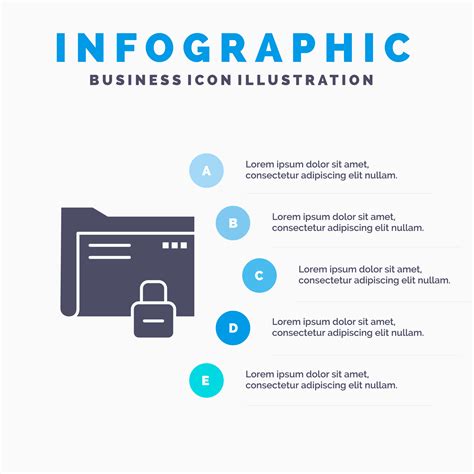 Data Folder Password Protection Secure Solid Icon Infographics 5 Steps