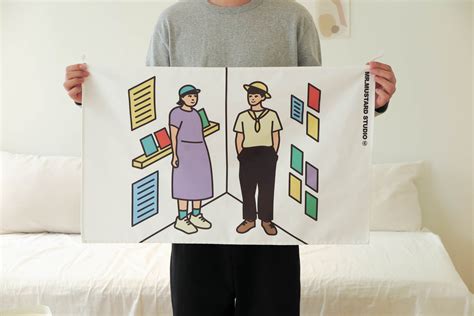 베이직 패브릭 포스터세로형 고양이와 화분 위드굿즈