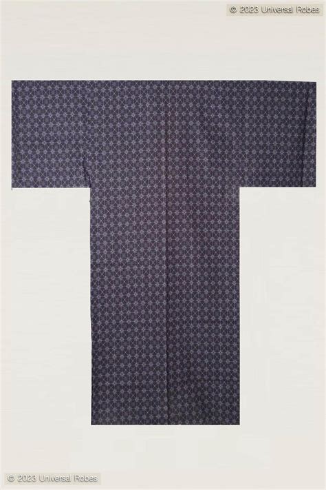 Men Argyle Pattern Cotton Yukata Kimono Black Navy