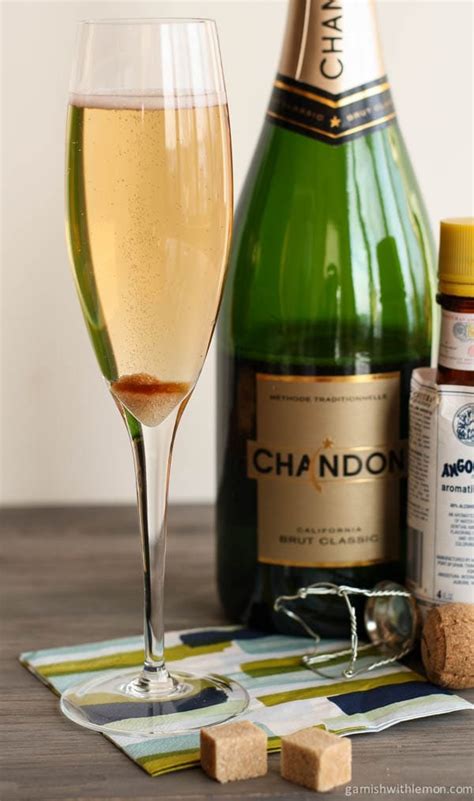 Classic Champagne Cocktail Garnish With Lemon