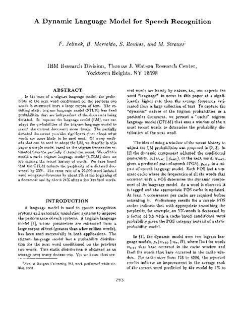 pdf dynamic language model for speech recognition