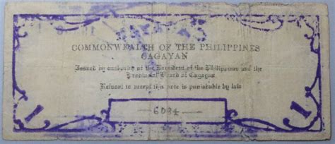 1942 Philippines Cagayan 1 Peso Emergency Wwii Note 23053001r