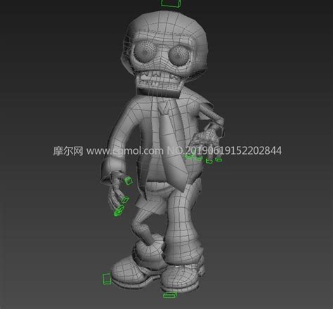 小僵尸maxfbx模型包括走路动画卡通角色模型下载 摩尔网cgmol