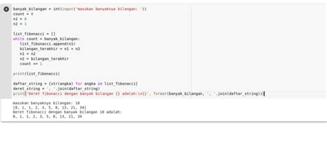 Deret Fibonacci Menggunakan Bahasa Python Pesona Informatika
