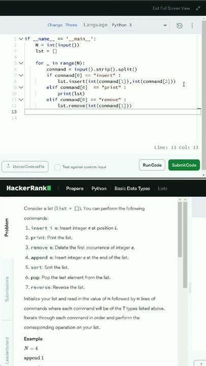 Hackerrank Python Basic Data Types Lists Sollution