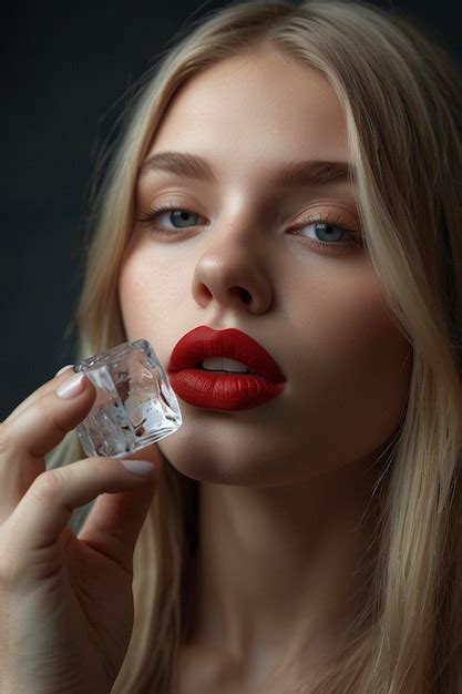 Model With Ice Cube Premium Ai Generated Image