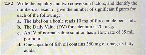 Solved Write The Equality And Two Conversion Factors Chegg
