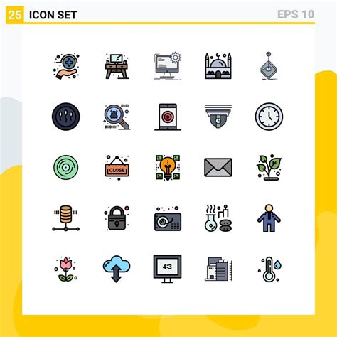 Universal Icon Symbols Group Of 25 Modern Filled Line Flat Colors Of Arcade Muslim Internet