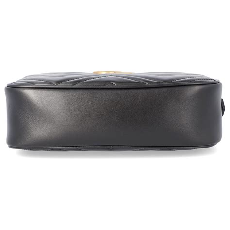 Gucci Gg Marmont Small Matelassé Shoulder Bag In Black Leather Ref