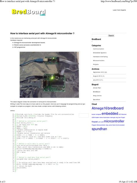 Pdf How To Interface Serial Port With Atmega16 Micrcontroller Dokumentips