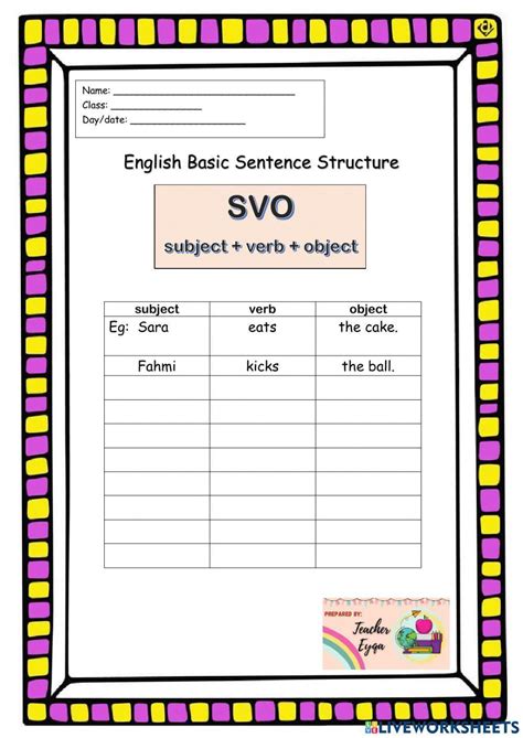 Svo Sentence Structure Worksheet Live Worksheets 42 Off