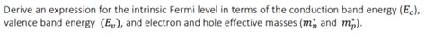 Solved Derive An Expression For The Intrinsic Fermi Level In
