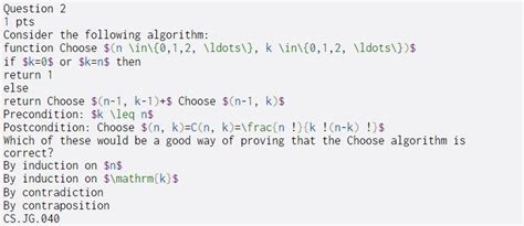 Solved Question Pts Consider The Following Algorithm Chegg