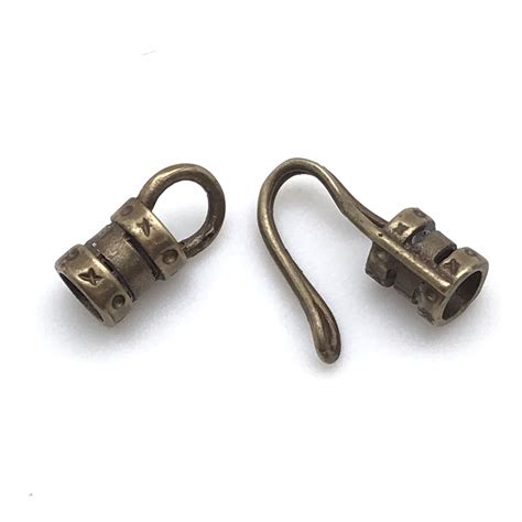 4mm Hook And Eye Crimp Clasp Fancy Brass