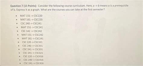 Solved Question 7 15 Points Consider The Following Course