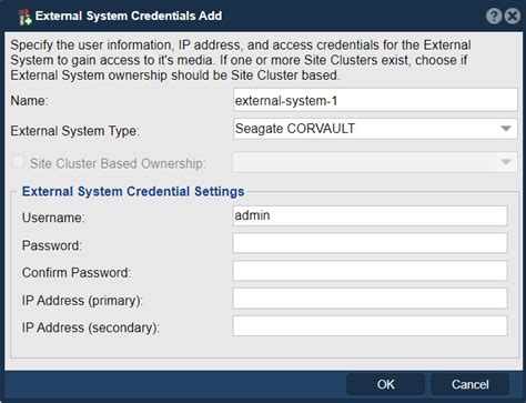 File Extrnl System Creds Add  Osnexus Online Documentation Site