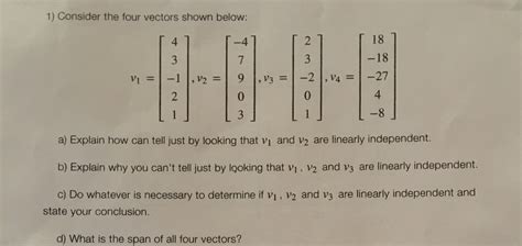 Solved Consider The Four Vectors Shown Below V Chegg Com