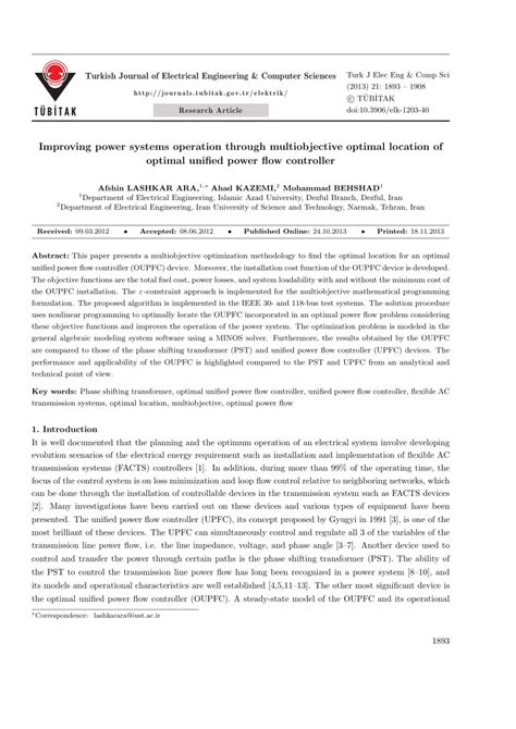 Pdf Improving Power Systems Operation Through Multiobjective Optimal