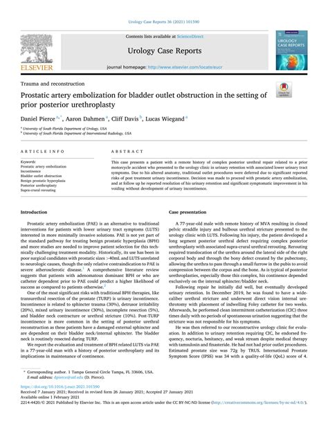Pdf Prostatic Artery Embolization For Bladder Outlet Obstruction In