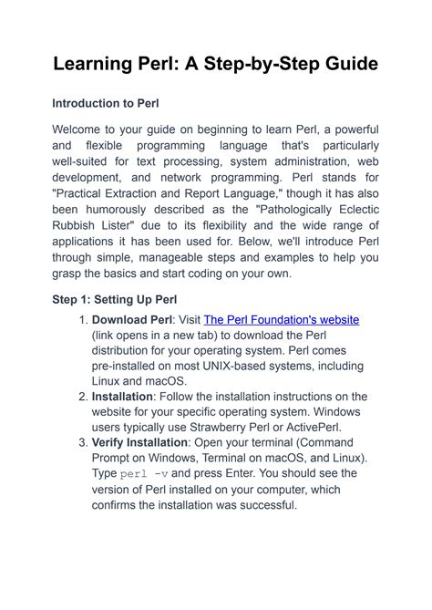 Solution Learning Perl A Step By Step Guide Studypool
