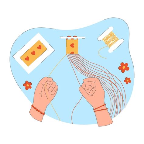 Premium Vector Process Of Weaving Of Diy Friendship Bracelet Hands