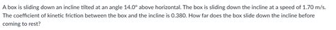 A Box Is Sliding Down An Incline Tilted At An Angle 140circ Above Horizontal The Box Is Sliding