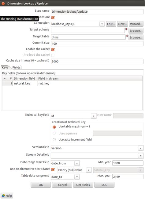 Pentaho How To Look Up Technical Key Of Dimension Using Its Natural