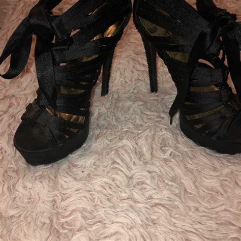 Bebe Stiletto Black 6 Inch High Heels Gem