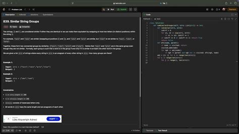 No Sound Leetcode 839 Similar String Groups Youtube