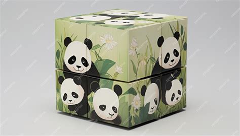 Premium Photo Design A Pandathemed Puzzle Cube With Different Adorable Panda Faces On Each