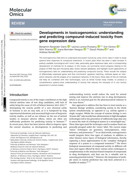 Pdf Developments In Toxicogenomics Understanding And Predicting