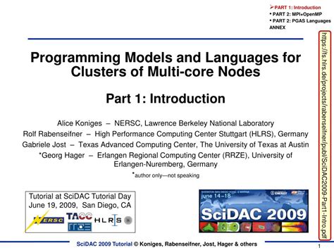 Ppt Programming Models And Languages For Clusters Of Multi Core Nodes Part 1 Introduction