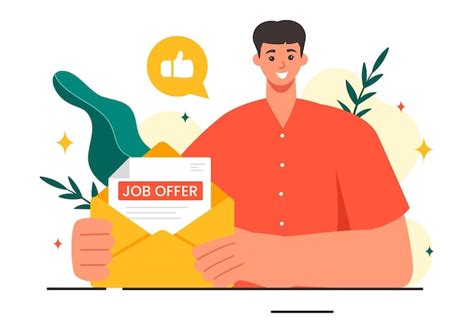 평평한 스타일의 만화 배경에서 사업가 채용 검색 경력 시작과 회사 공석을 특징으로하는 직업 제안 터 일러스트레이션 프리미엄 벡터