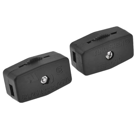 Vndeful 2 Pcs Black Ac 125v 3a Thumbwheel Actuator Through Inline Lamp Cord Light